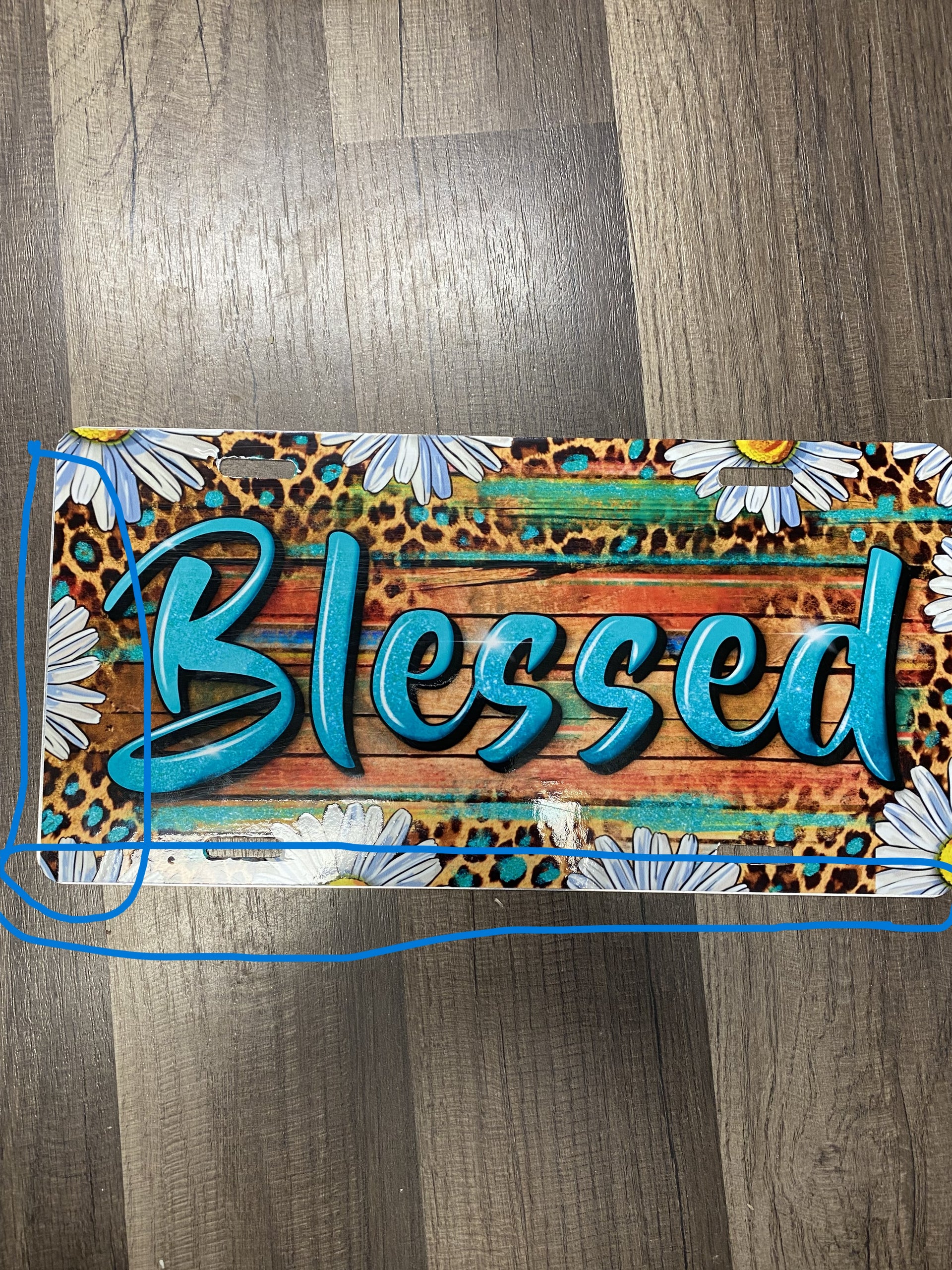 License plate BLESSED – 3 Wooden Crosses Craft & Wood Creations